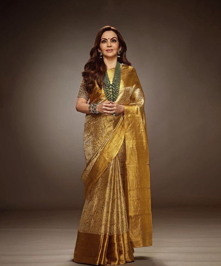 Engaging Golden Soft Tissue Silk Saree With Prodigal Blouse Piece ...